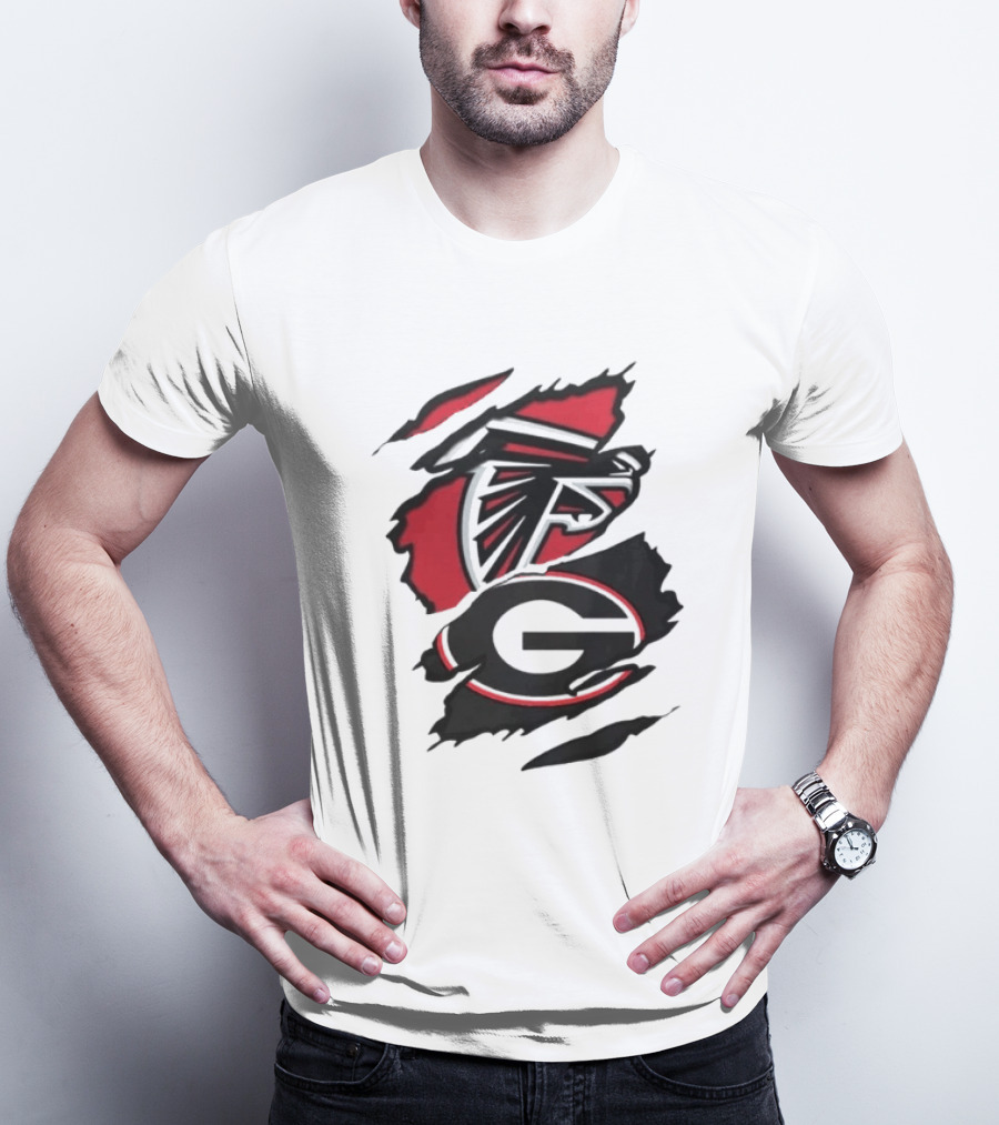 Atlanta Falcons Georgia Bulldogs Sports Team Graphic Rip T-Shirt