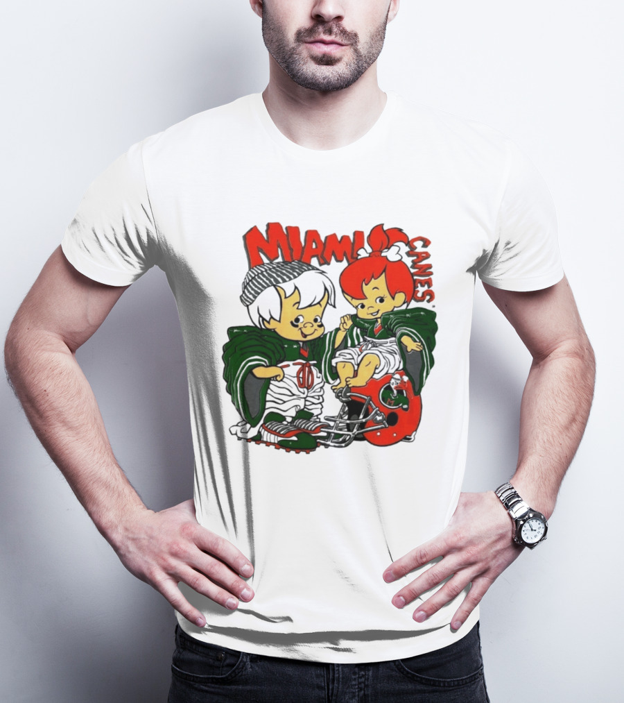 Miami Hurricanes MIAMI CANES Pebbles Bamm Bamm Flintstones NCAA T-Shirt