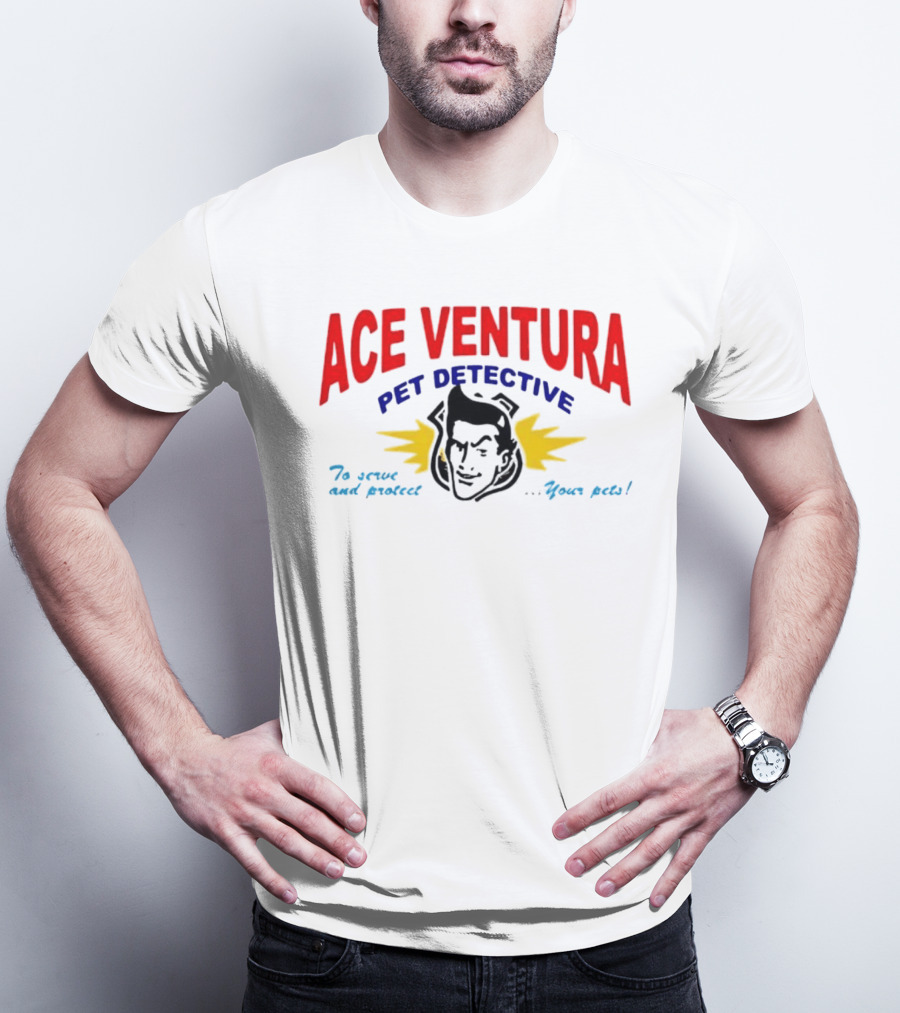 Ace Ventura Pet Detective To Serve And Protect Your Pets Movie Iconic Character Yellow Lightning T-Shirt