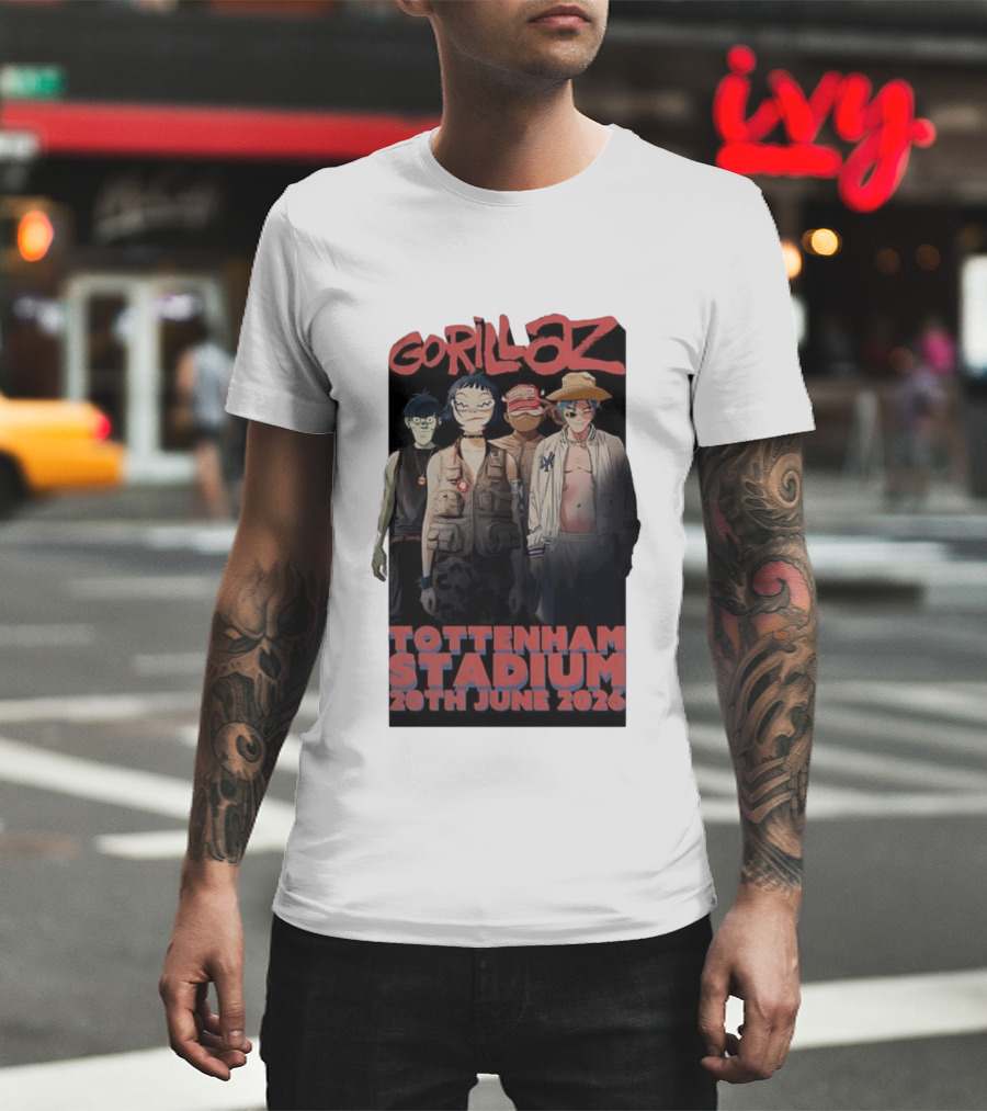 Gorillaz 2026 Tottenham Stadium London Concert 20th June T-Shirt