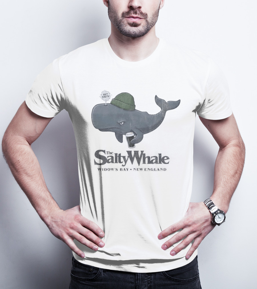 Get Salty Whale New England Beer Drinker Nautical Widows Bay T-Shirt
