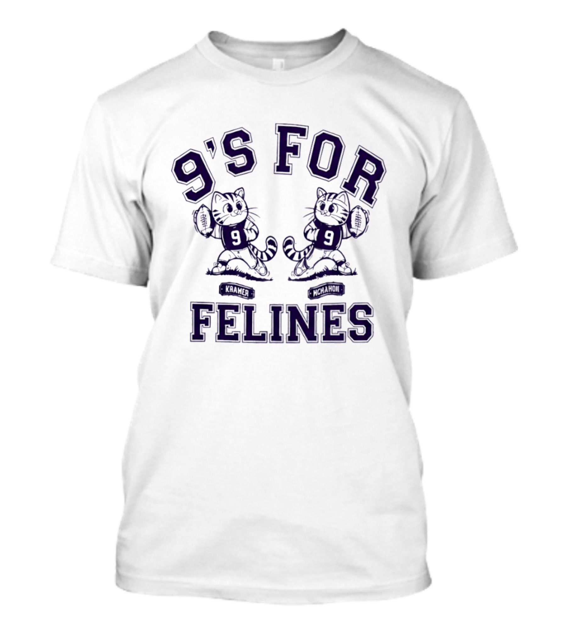 Kramer McMahon 9s For Cartoon Cats Football Felines T-Shirt