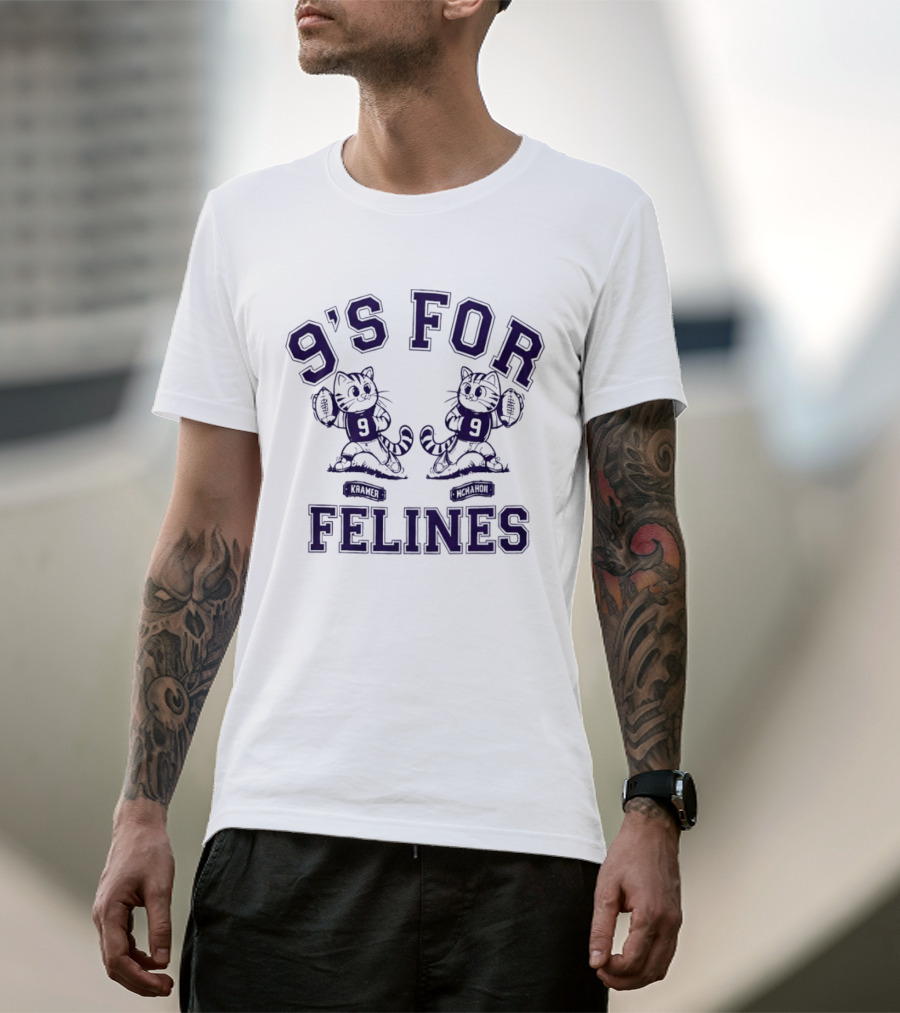 Kramer McMahon 9s For Cartoon Cats Football Felines T-Shirt