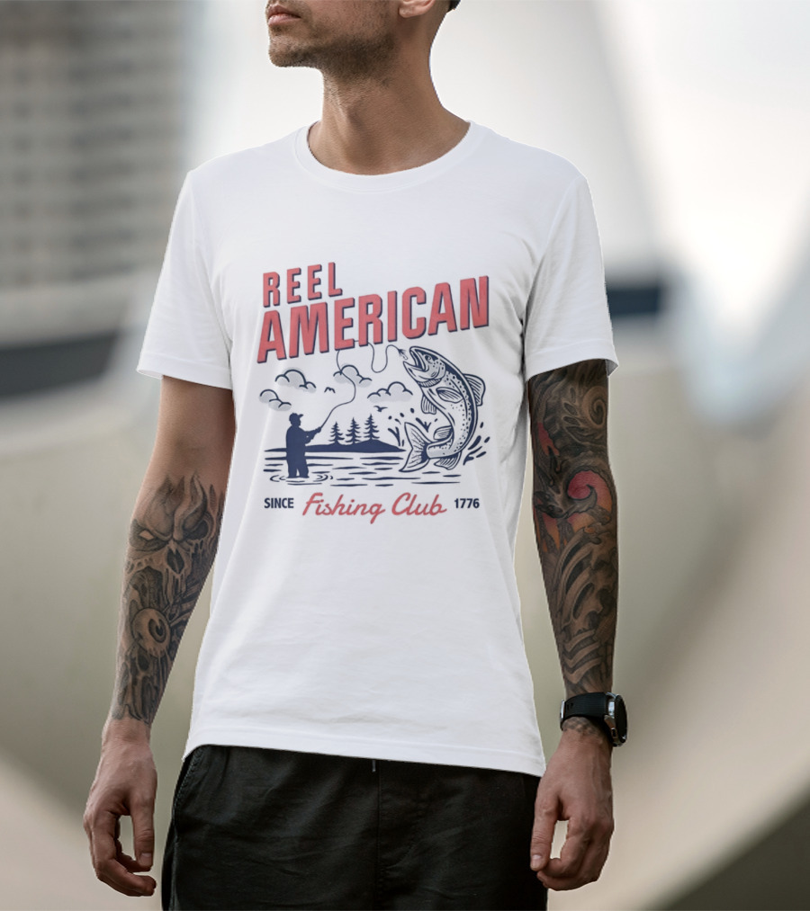 Reel American Fishing Club Since 1776 Fly Fishing Trout Angler United States T-Shirt