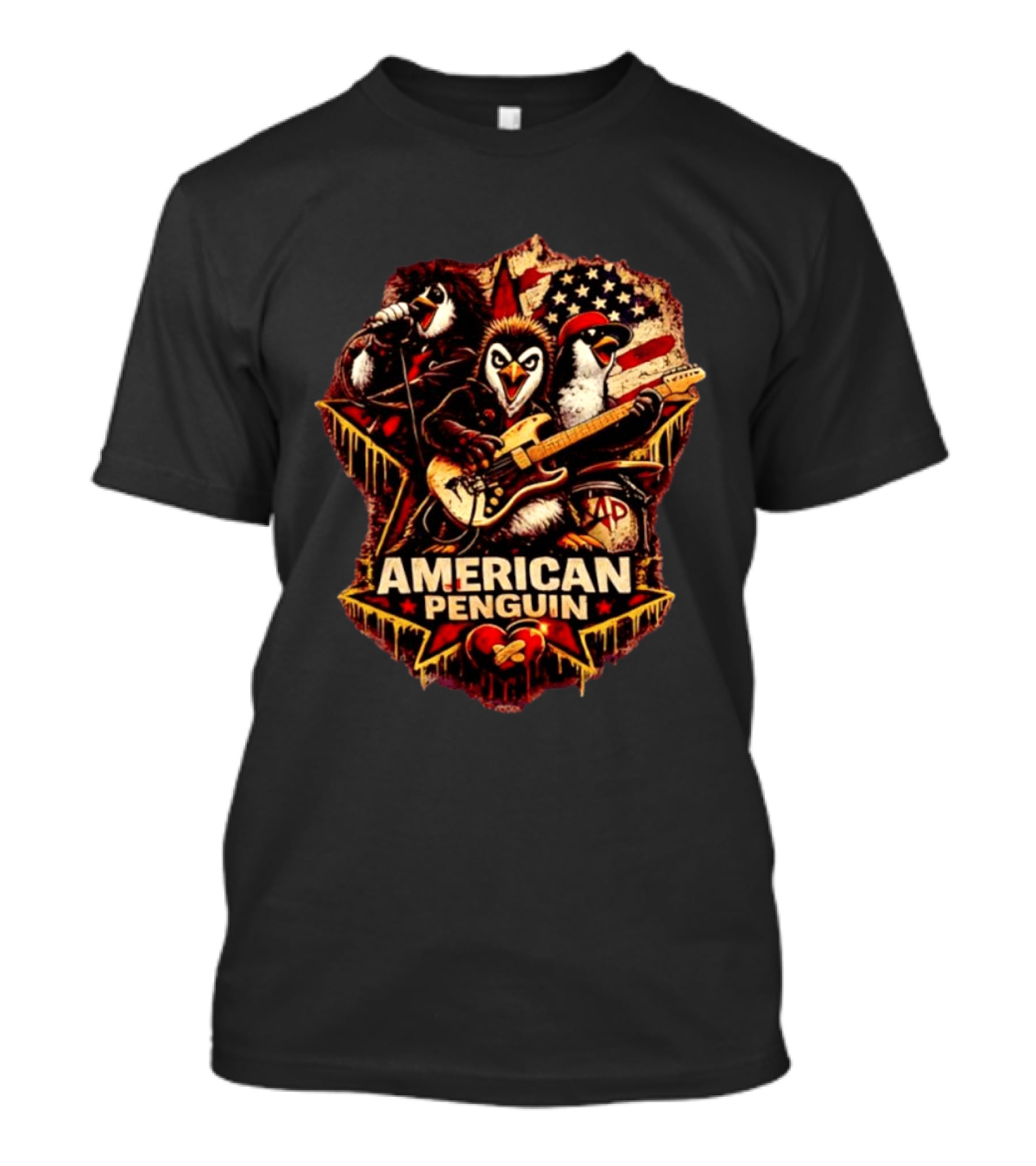 American Penguin Rock Band Stars And Stripes T-Shirt
