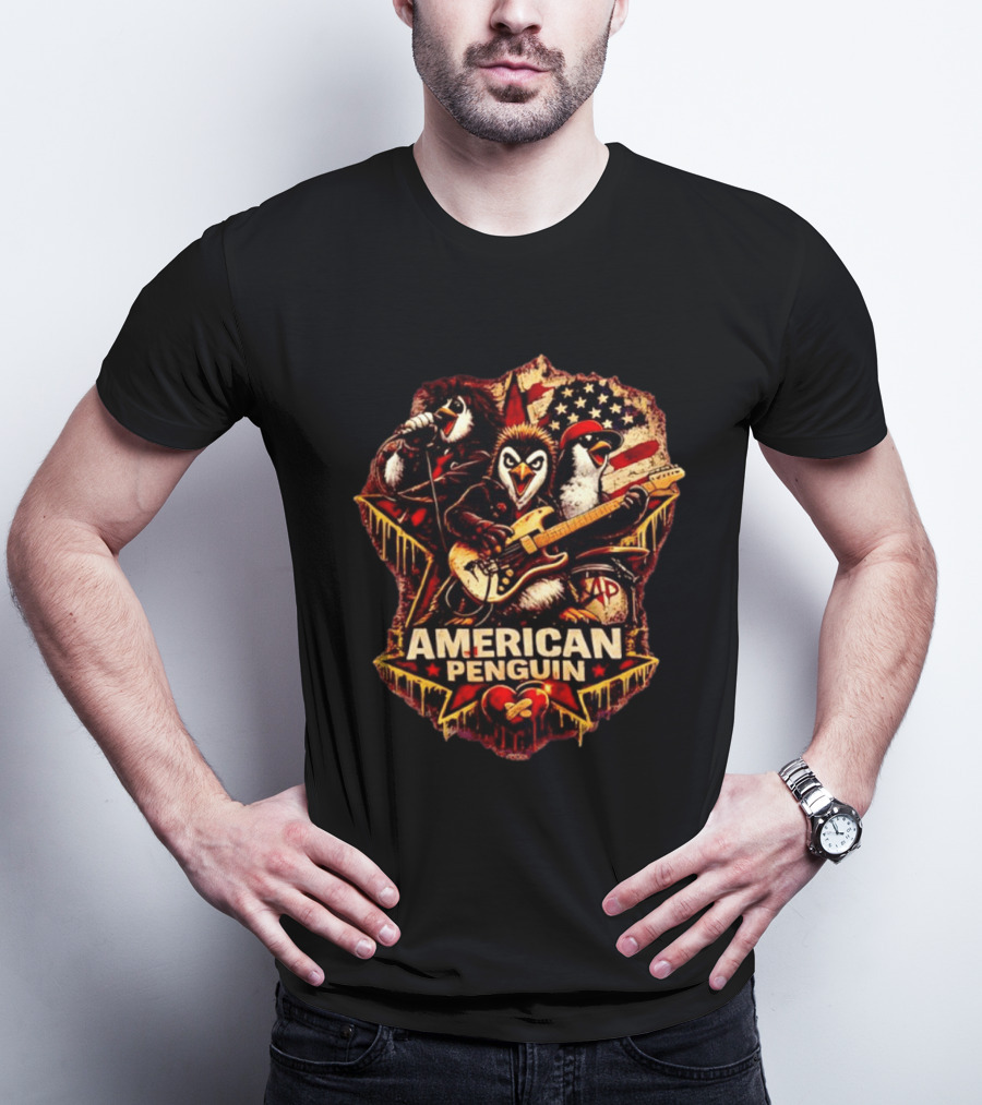 American Penguin Rock Band Stars And Stripes T-Shirt