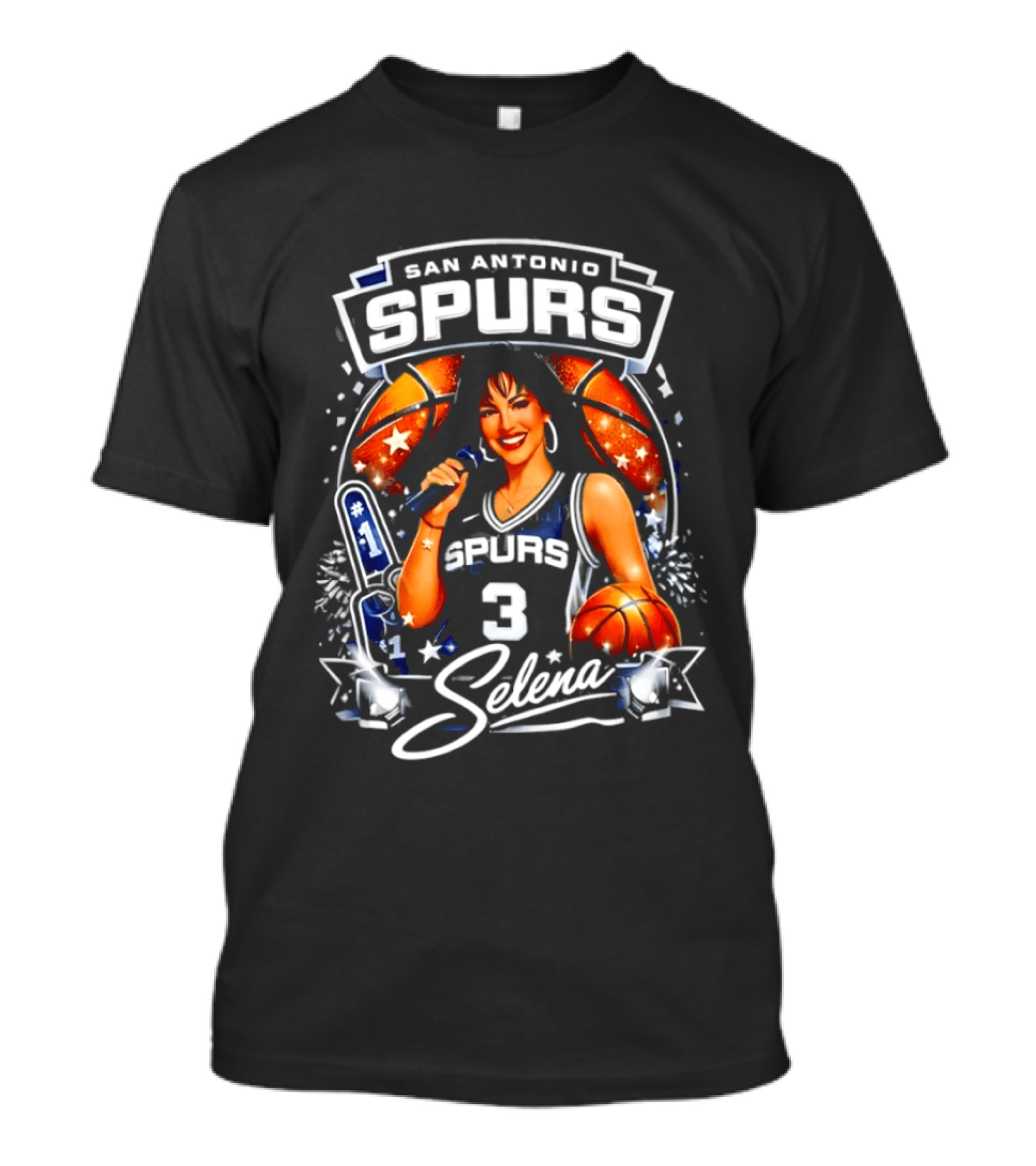 San Antonio Spurs Selena Basketball Number 3 Fan T-Shirt