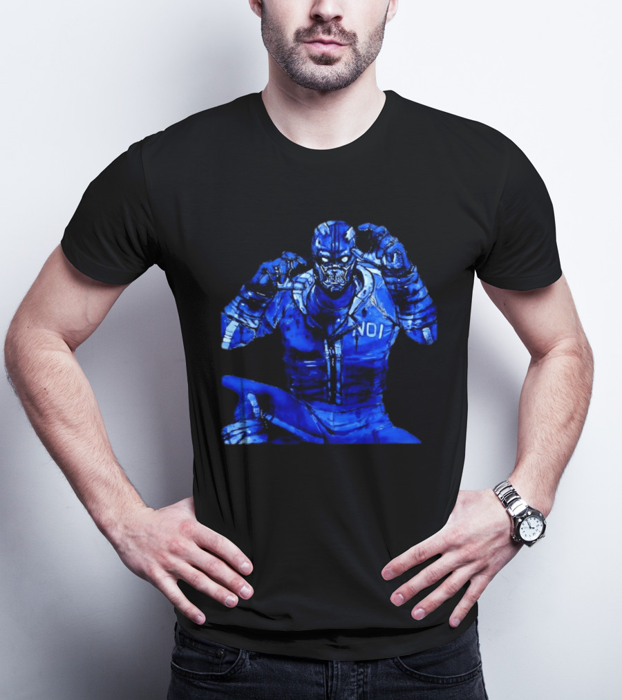 Cyberpunk Demon NDI Blue Warrior T-Shirt