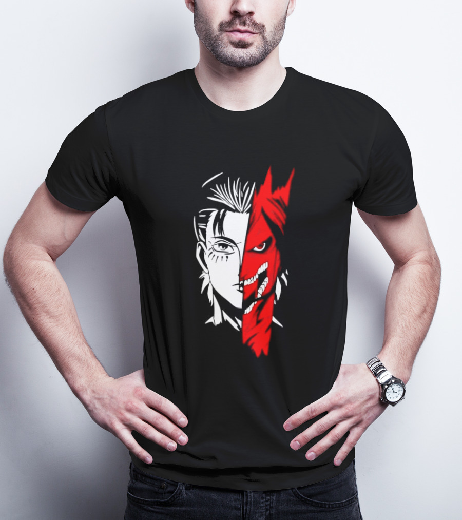 Eren Yeager Attack Titan Split Face The Rumbling 2026 Anime Manga T-Shirt