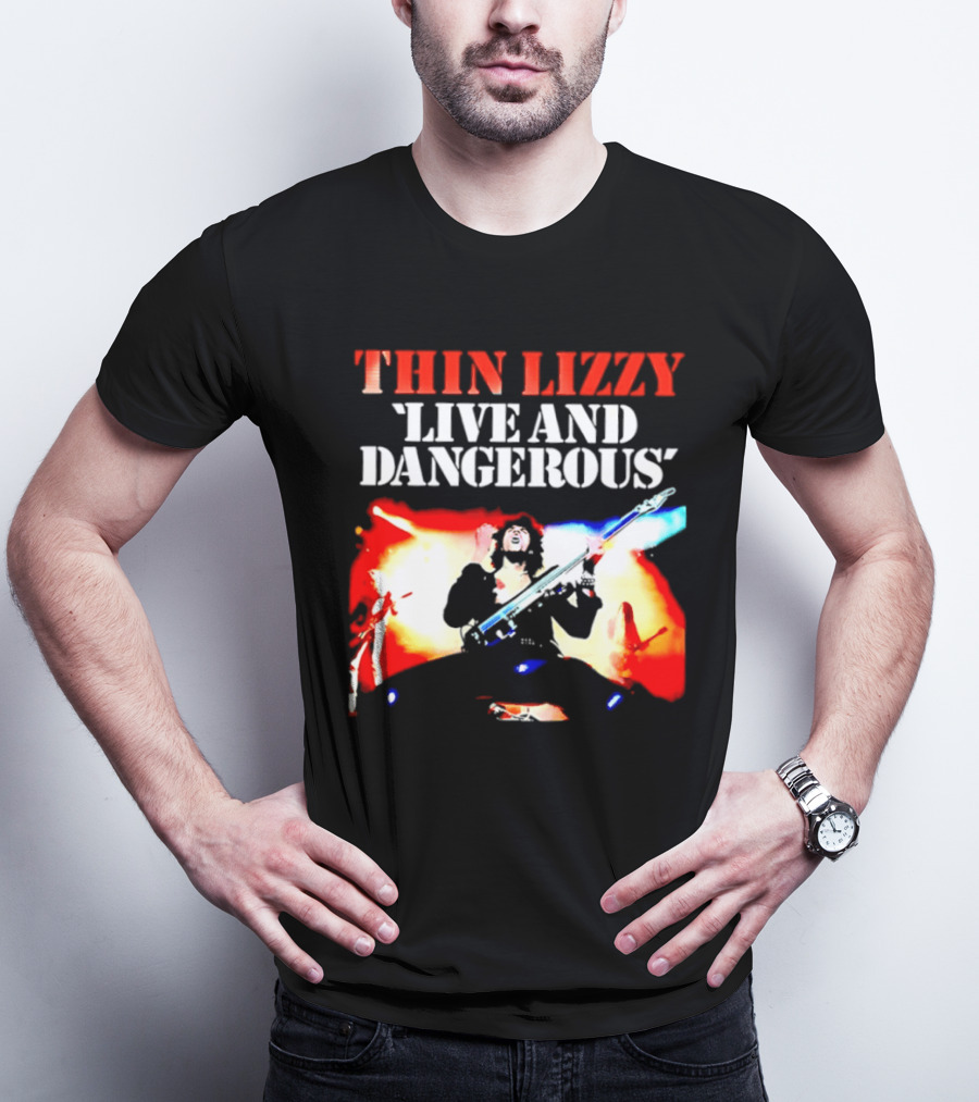 Thin Lizzy Live And Dangerous Cover Classic Rock Band Album T-Shirt