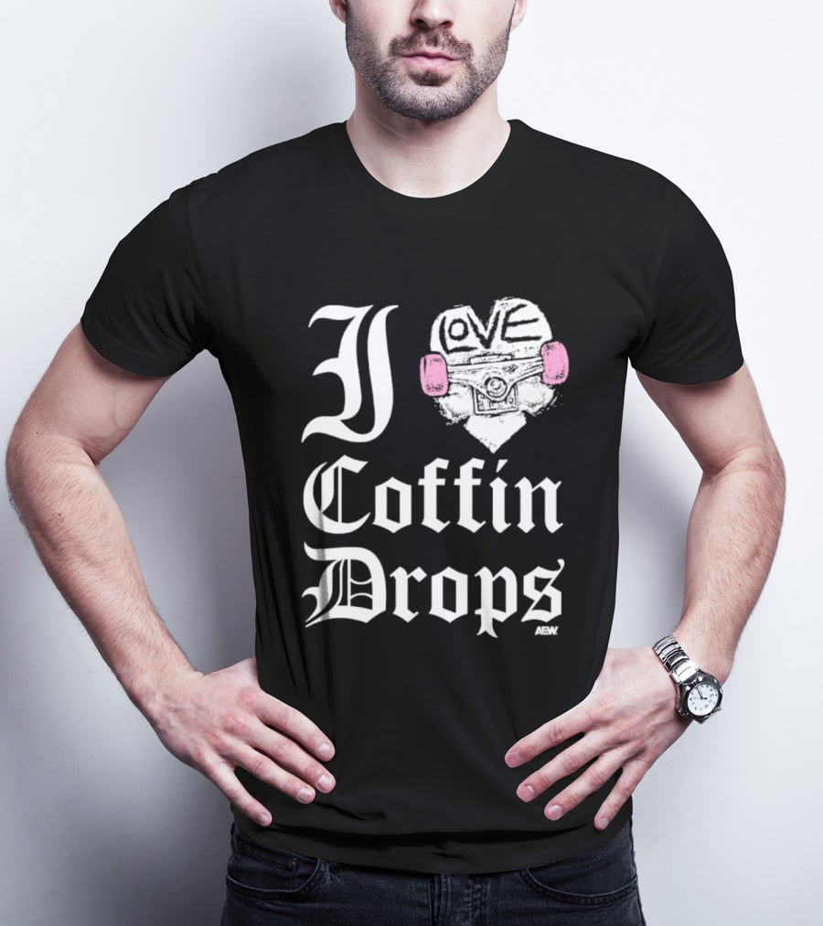 I Love Coffin Drops Aew Skateboard Heart Pink Gloves T-Shirt