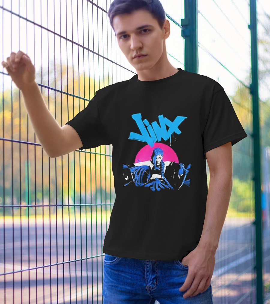 Jinx Blue Hair Graffiti Unleashed Power Arcane League Of Legends 2026 Season 2 Anticipation T-Shirt