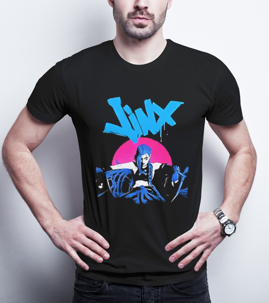 Jinx Blue Hair Graffiti Unleashed Power Arcane League Of Legends 2026 Season 2 Anticipation T-Shirt