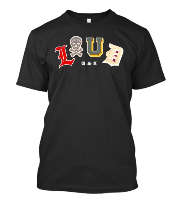 LUD USA Skull Varsity Patches L U D T-Shirt
