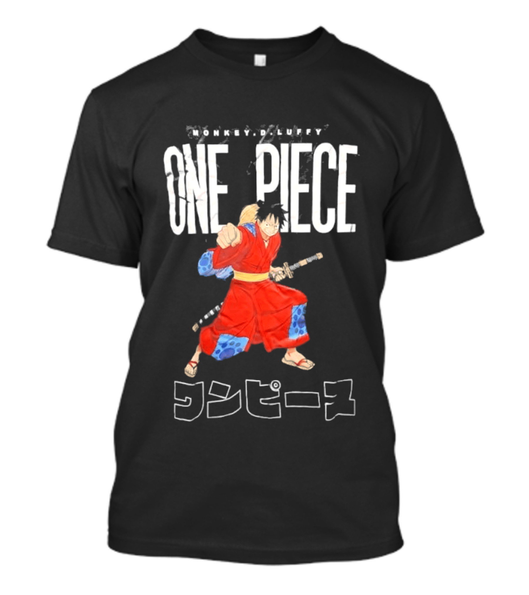 One Piece Luffy Wano Samurai Katana Anime Japanese T-Shirt