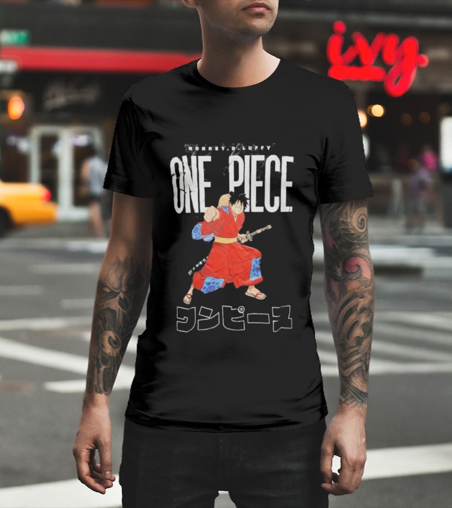 One Piece Luffy Wano Samurai Katana Anime Japanese T-Shirt