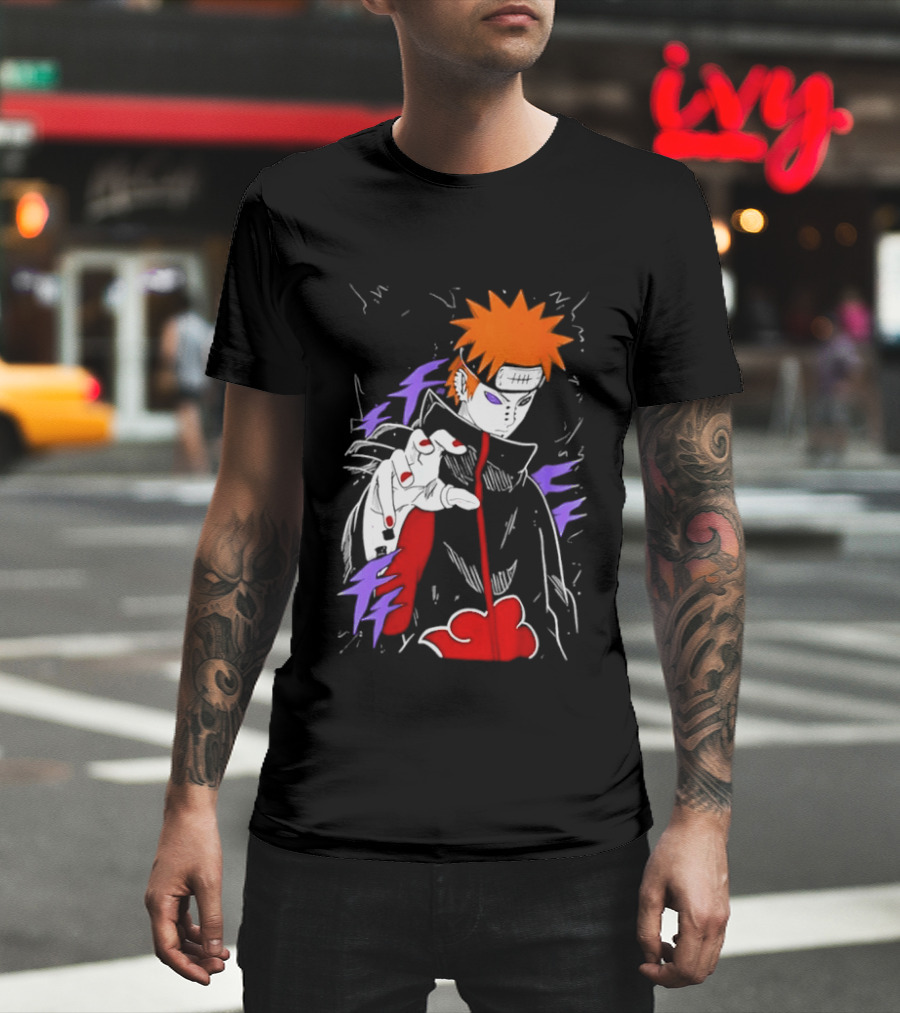 Naruto Shippuden Pain Akatsuki Rinnegan Almighty Push Anime 2026 Trend T-Shirt