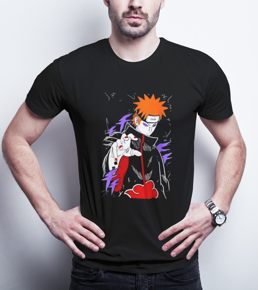 Naruto Shippuden Pain Akatsuki Rinnegan Almighty Push Anime 2026 Trend T-Shirt