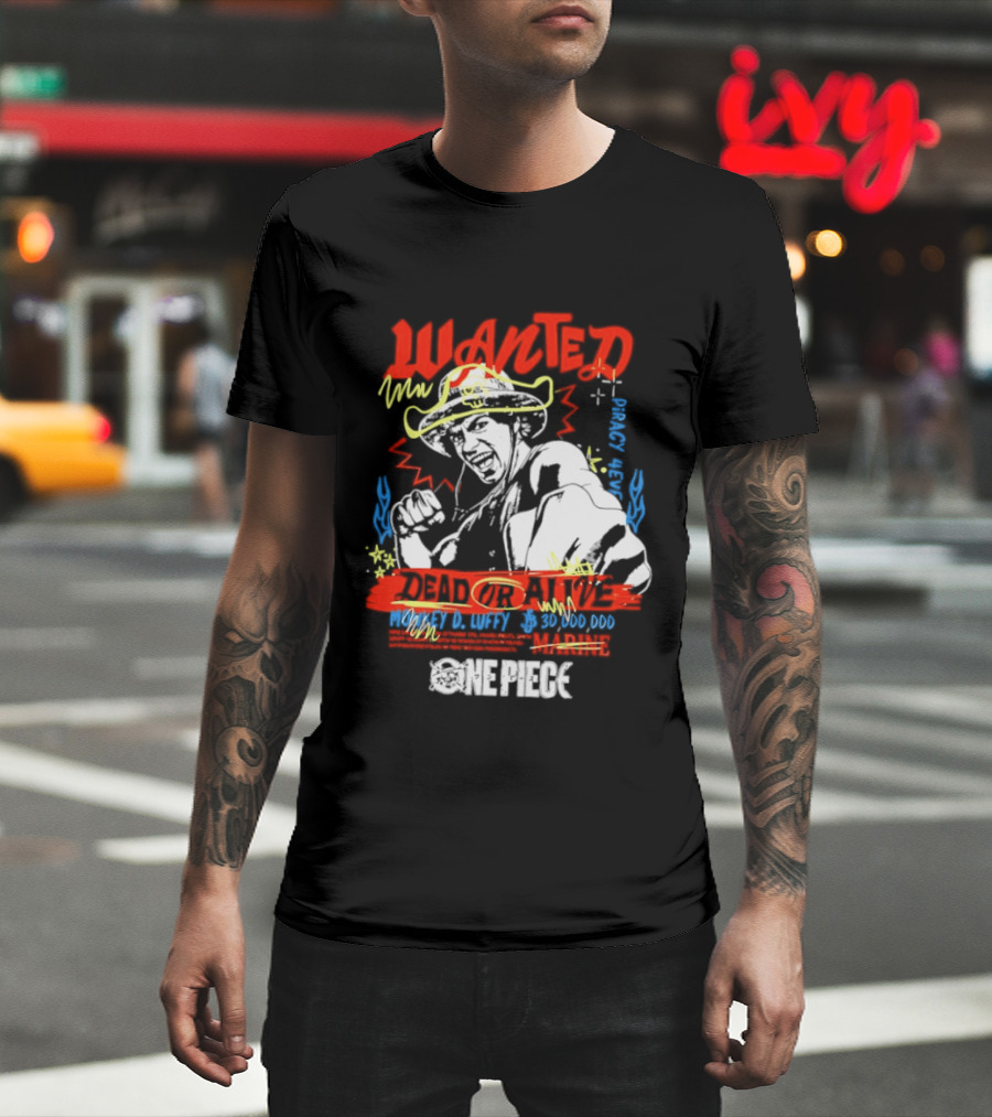 One Piece Monkey D. Luffy Wanted Dead Or Alive 30 Million Berries Bounty Straw Hat Pirate 2026 T-Shirt