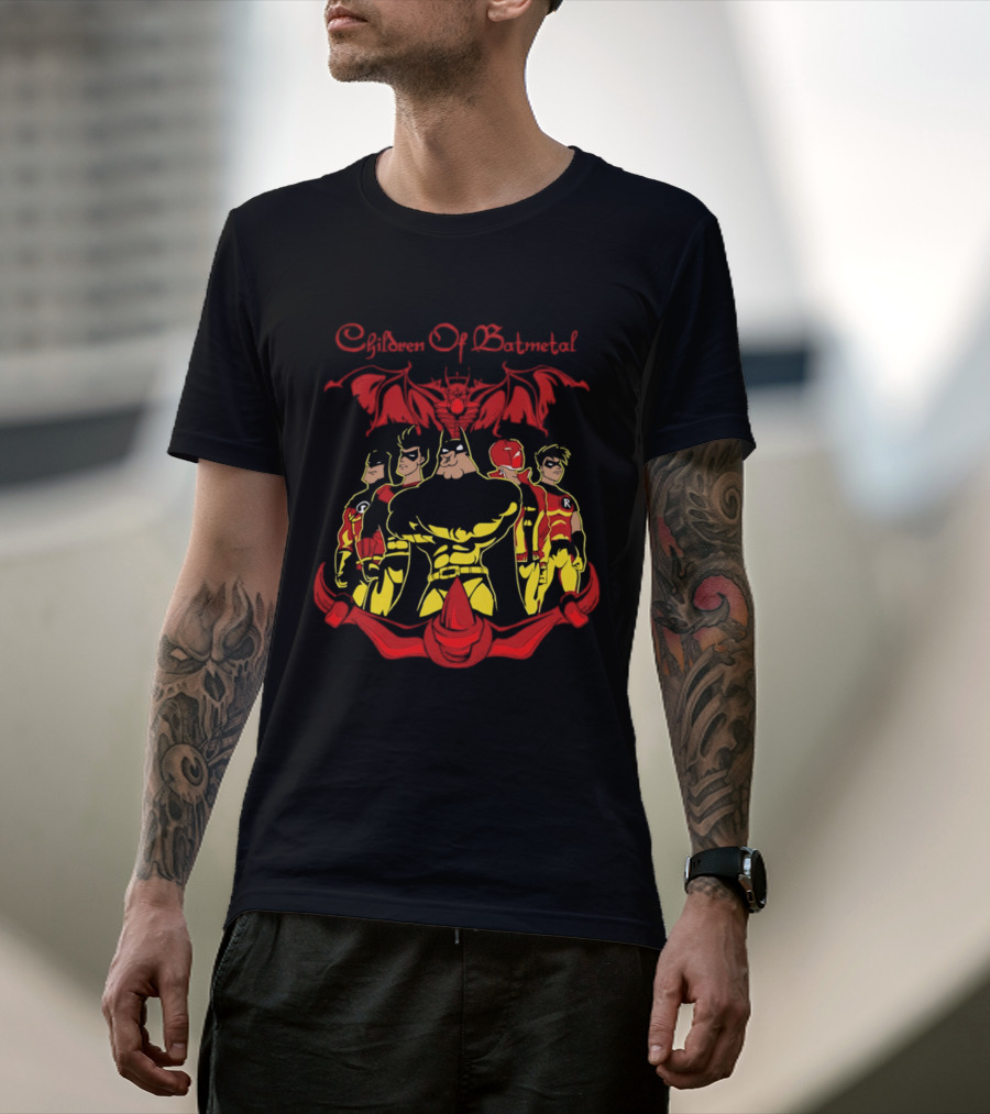 Children Of Batmetal Batman Robins Heavy Metal Characters Demonic Bat T-Shirt