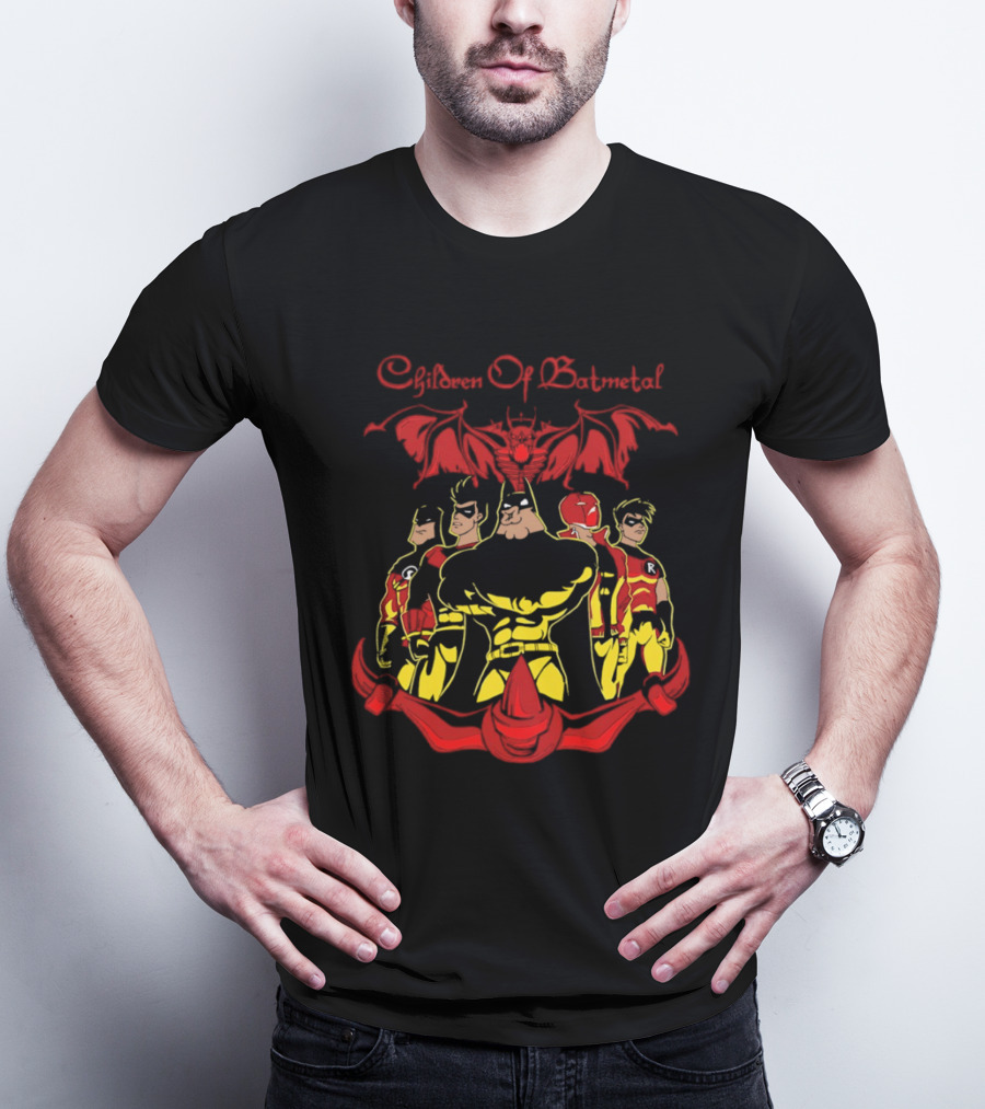 Children Of Batmetal Batman Robins Heavy Metal Characters Demonic Bat T-Shirt