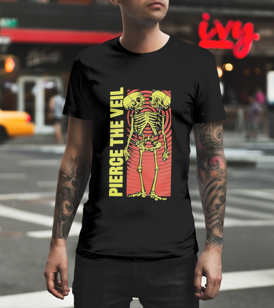 Pierce The Veil Two Headed Skeleton Red Target 2026 T-Shirt