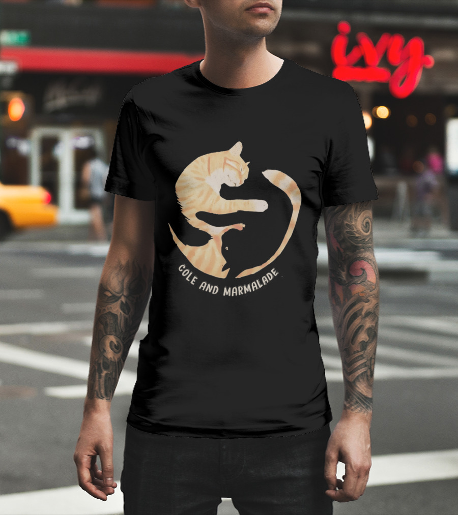Cole And Marmalade Cats Yin Yang Pet Lovers Circle Harmony T-Shirt
