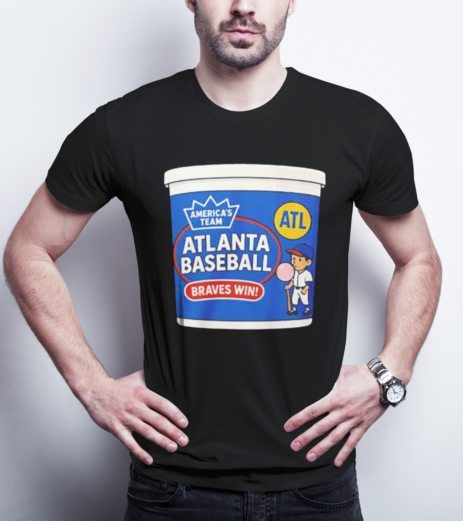 Braves Win America's Team Atlanta Baseball ATL Bubble Gum Crown T-Shirt
