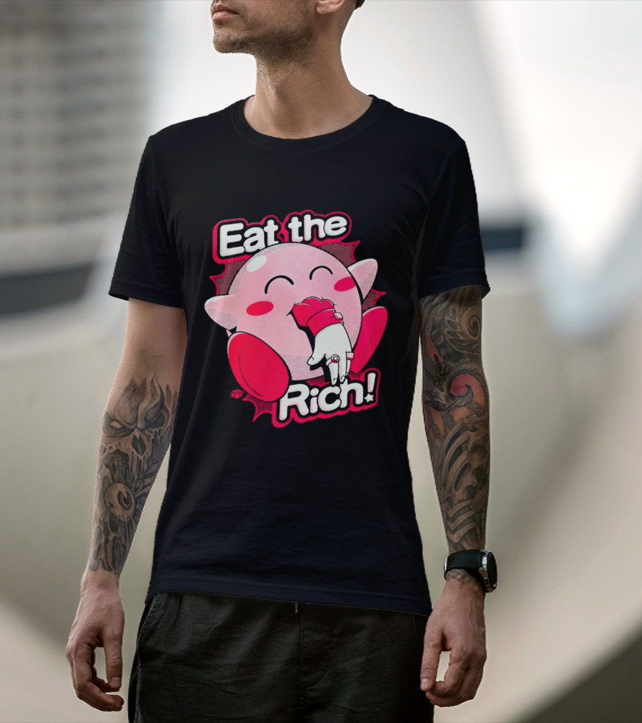 Eat The Rich Pink Character Eating Playful T-Shirt