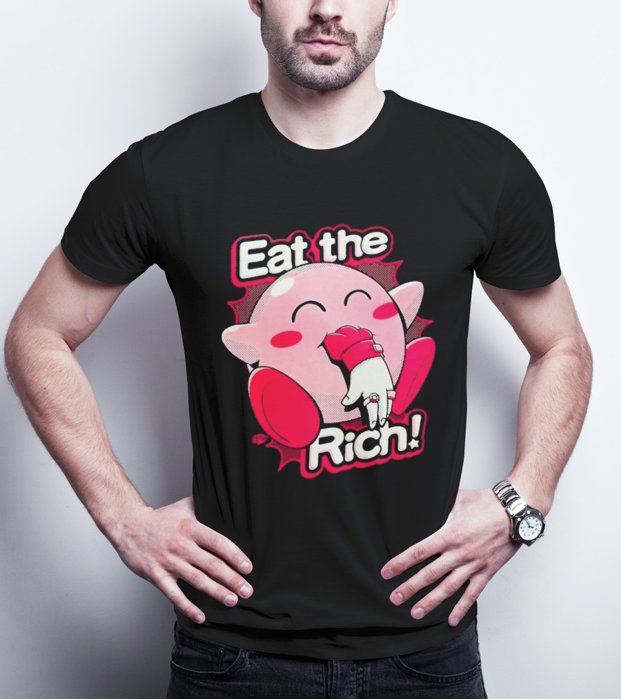 Eat The Rich Pink Character Eating Playful T-Shirt