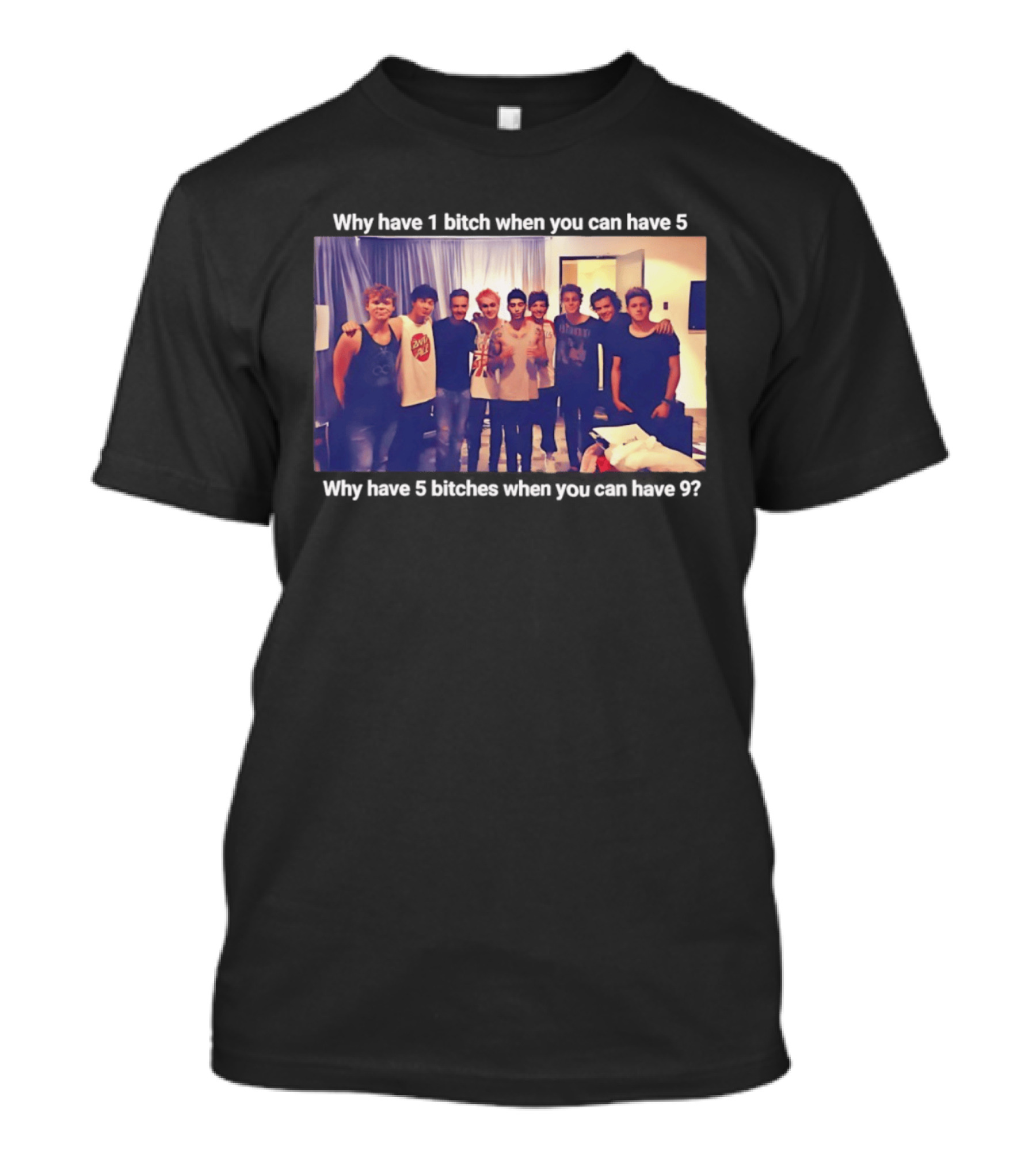Why Have 1 Bitch When You Can Have 5 Why Have 5 Bitches When You Can Have 9 Group Photo T-Shirt