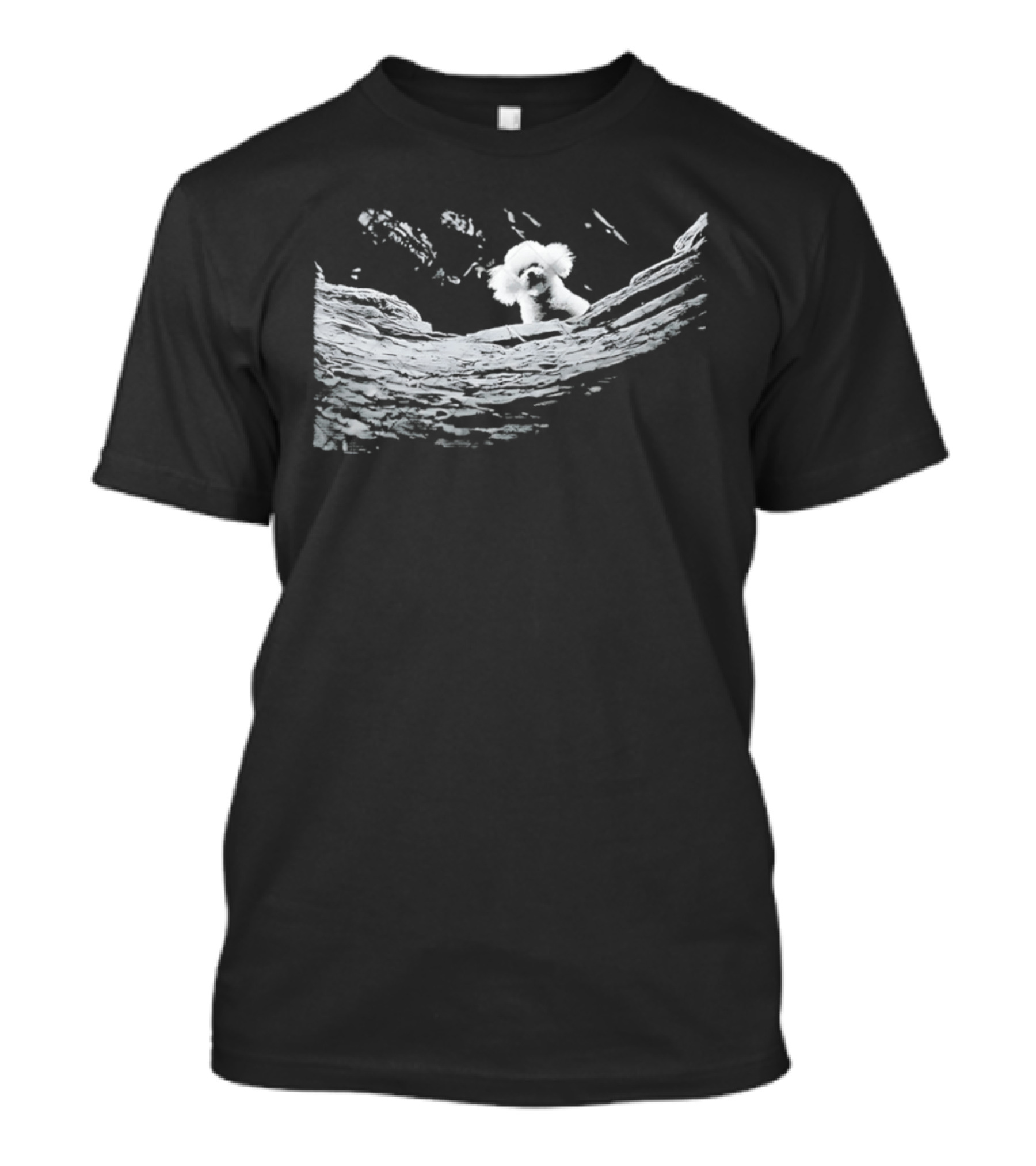 Nature Inspired Fluffy Dog Peeking In Artistic Brush Strokes T-Shirt