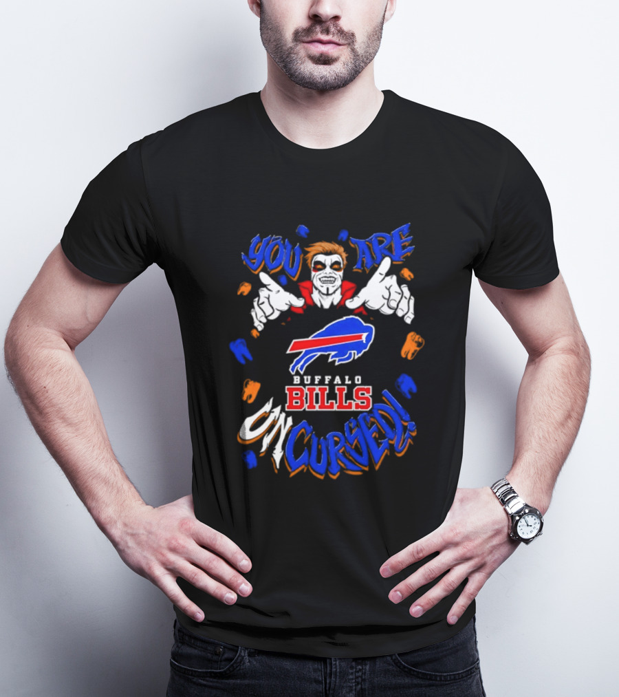 WWE Danhausen X Buffalo Bills You Are Uncursed Halloween Vampire Fangs T-Shirt
