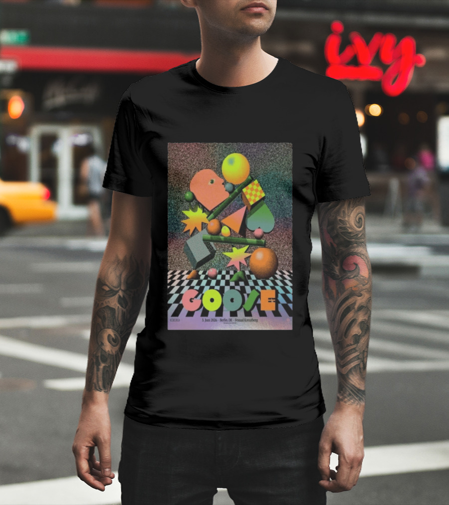 Goose 3 Juni 2026 Berlin Deutschland Festsaal Kreuzberg 3D Geometric Shapes Checkerboard T-Shirt