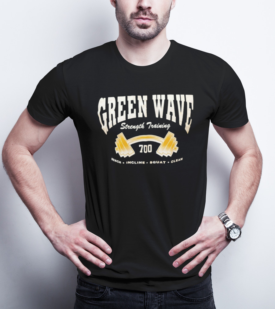 Green Wave Strength Training 700 Bench Incline Squat Clean Barbell T-Shirt