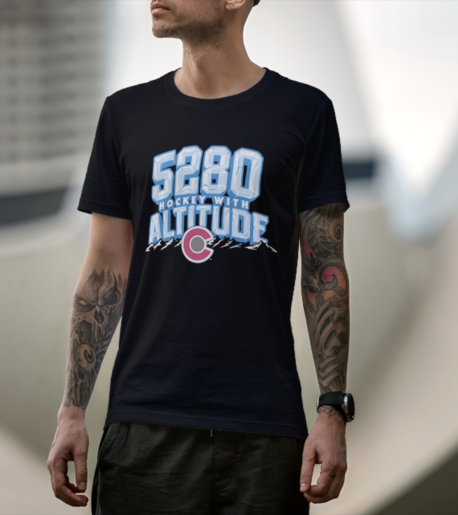 Hockey With Altitude 5280 Colorado Avalanche Ice Mountains T-Shirt