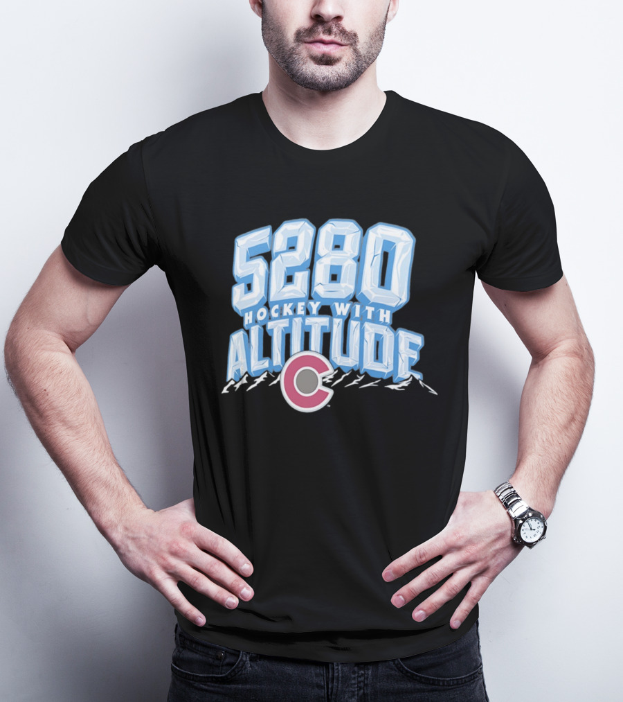 Hockey With Altitude 5280 Colorado Avalanche Ice Mountains T-Shirt