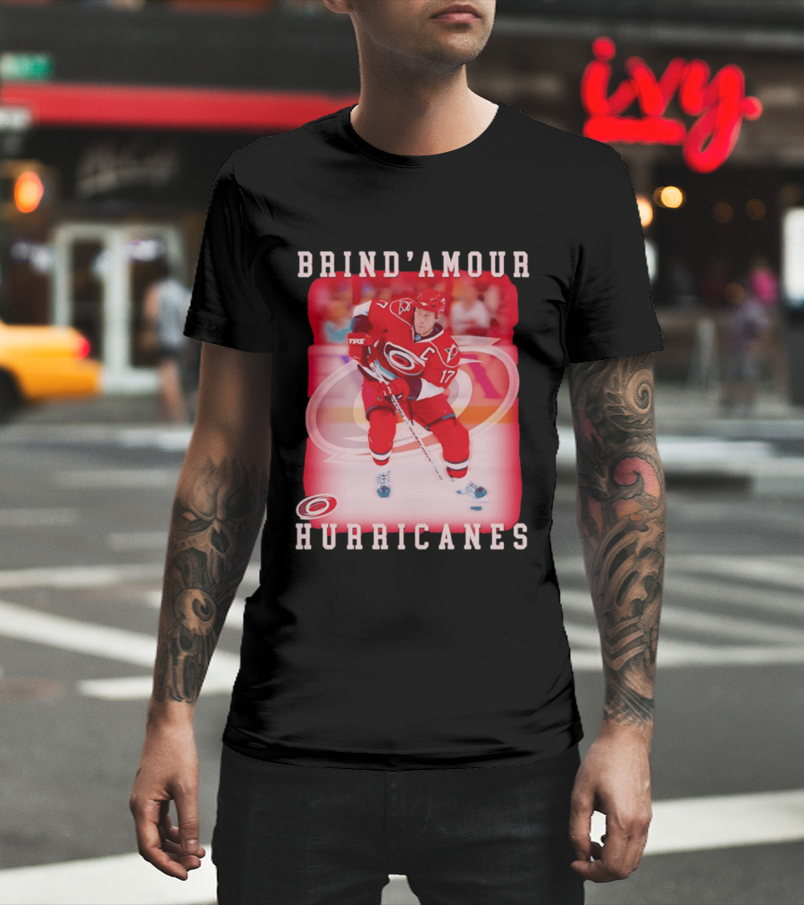 Brind'Amour Hurricanes Number 17 Captain Hockey Player T-Shirt