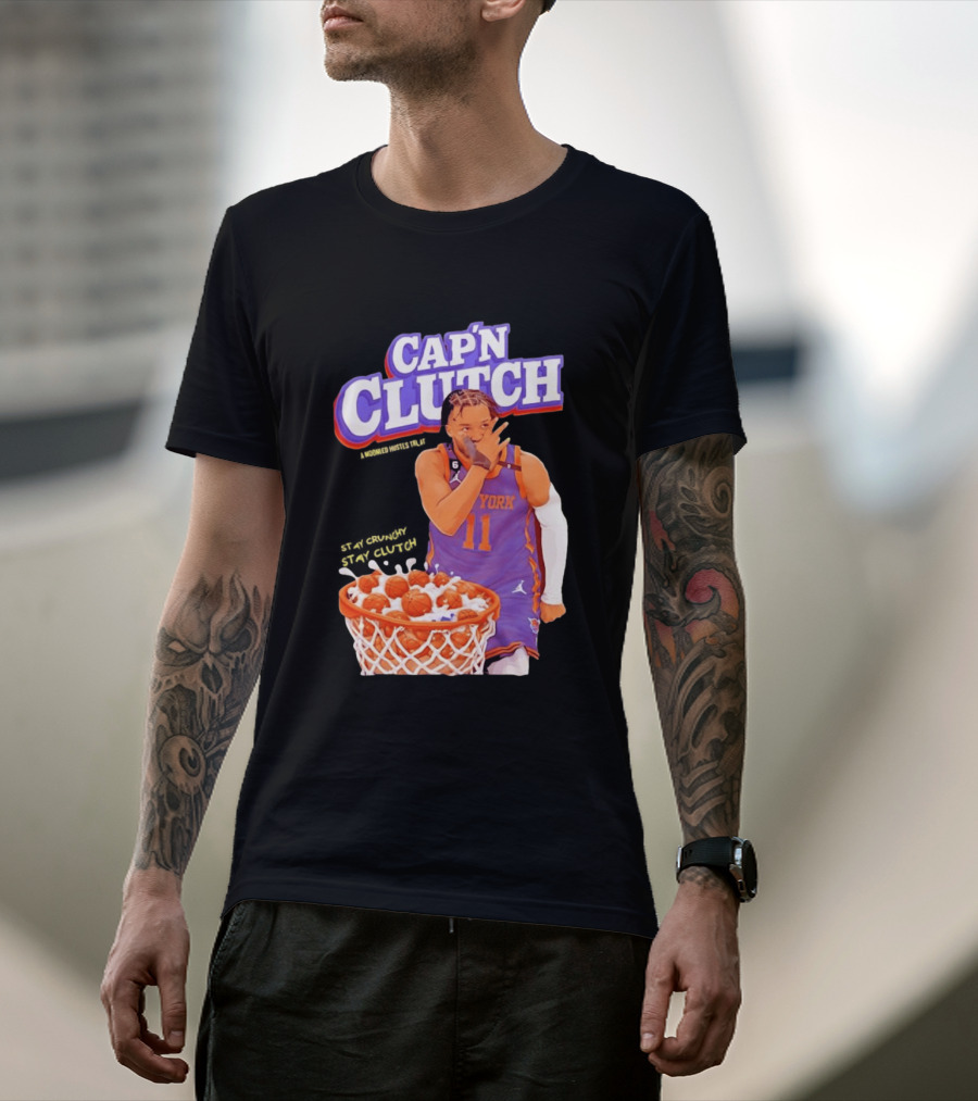 New York Knicks Jalen Brunson Capn Clutch Basketball Cereal Stay Crunchy T-Shirt