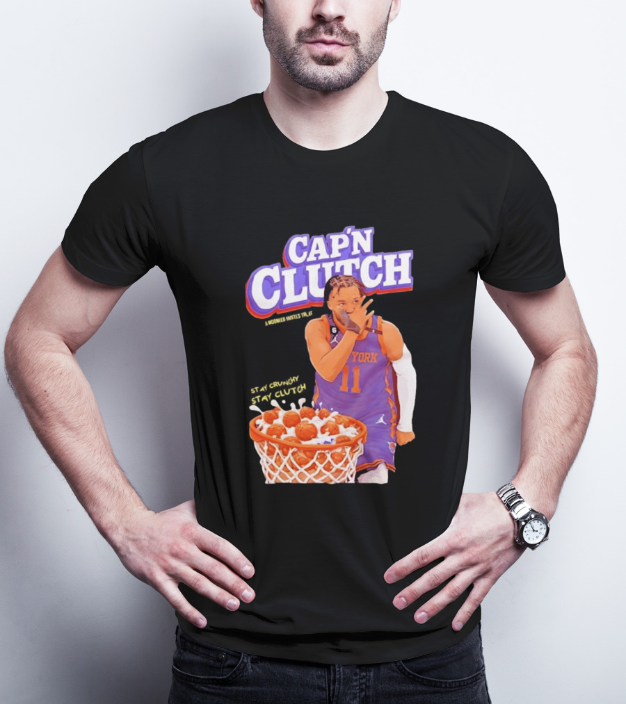 New York Knicks Jalen Brunson Capn Clutch Basketball Cereal Stay Crunchy T-Shirt