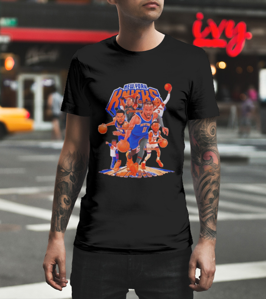 New York Knicks Team Animation Styles Retro Basketball Players T-Shirt