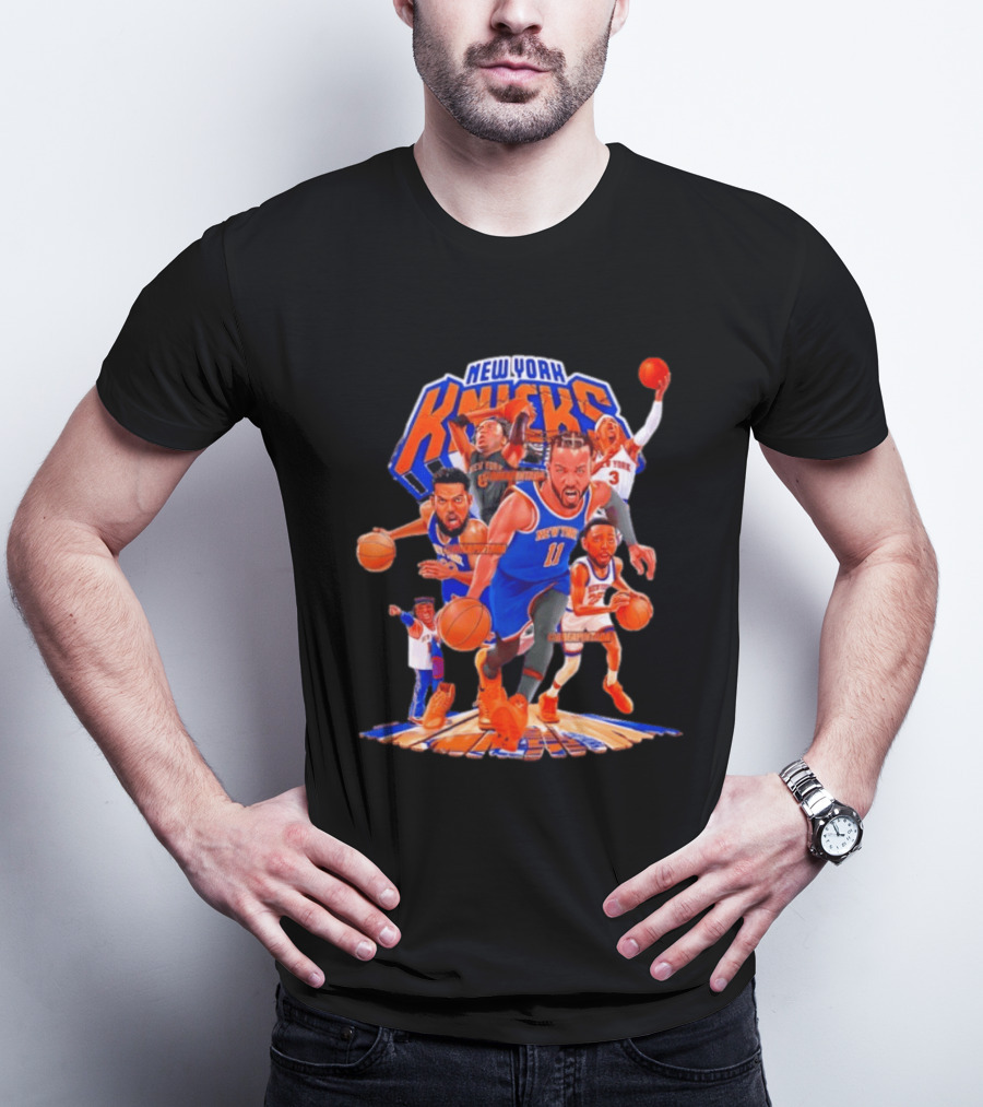 New York Knicks Team Animation Styles Retro Basketball Players T-Shirt