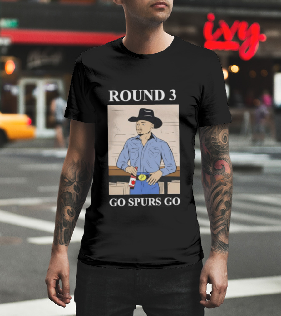 Go Spurs Go Cowboy Round 3 Spurs Playoff Spirit T-Shirt