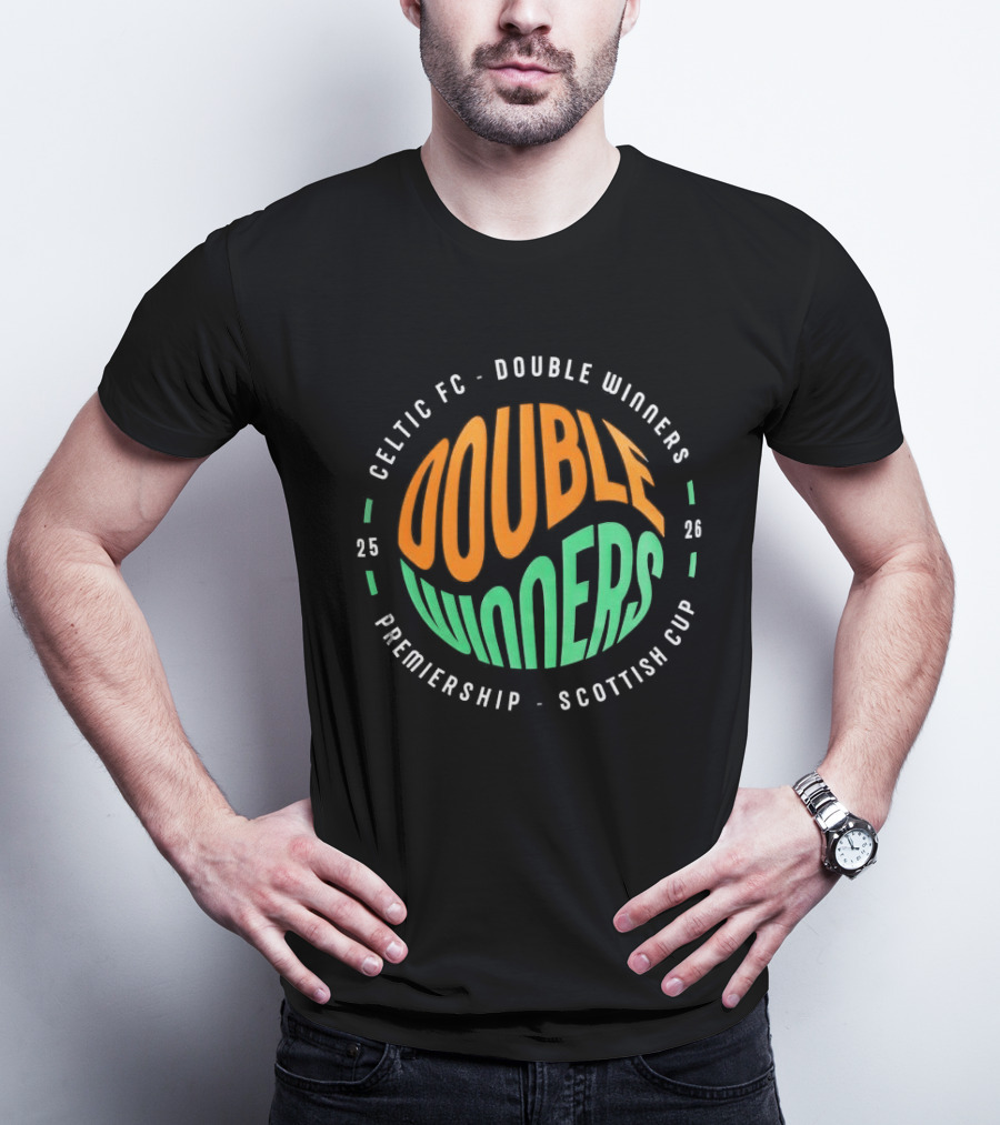 Celtic FC Double Winners 2026 Premiership Scottish Cup T-Shirt