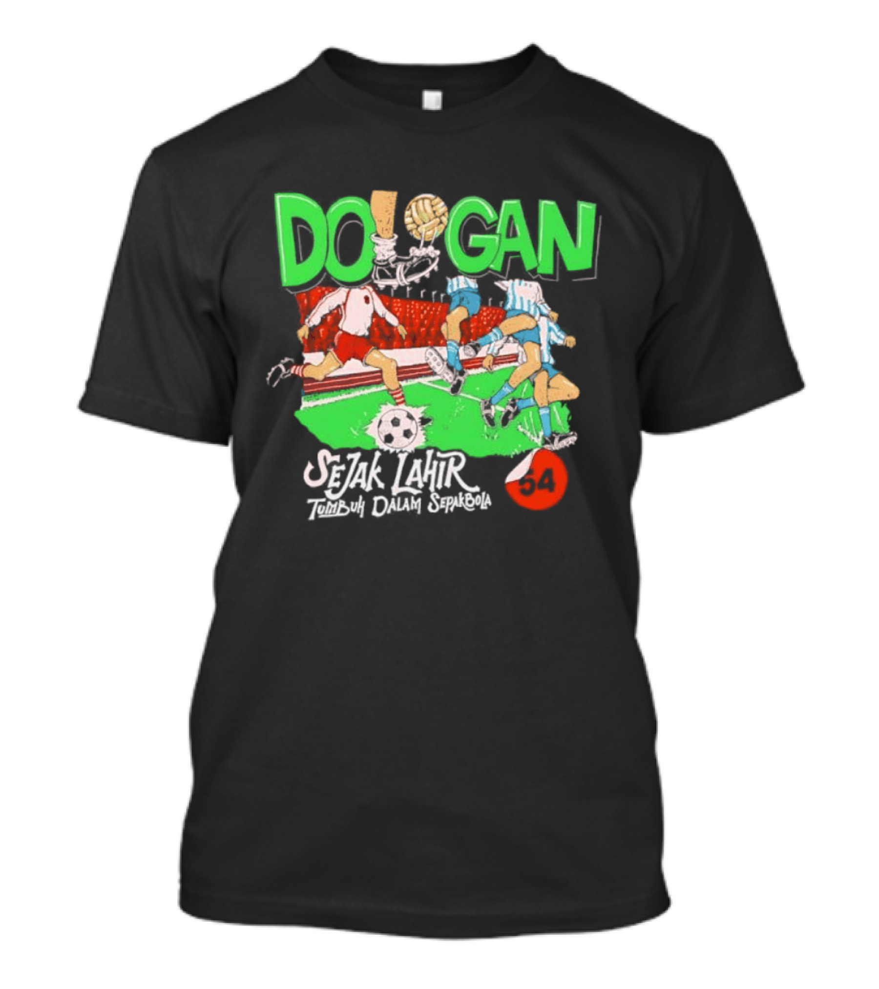 Dologan FC Sejak Lahir Tumbuh Dalam Sepakbola Retro Football Players And Field T-Shirt