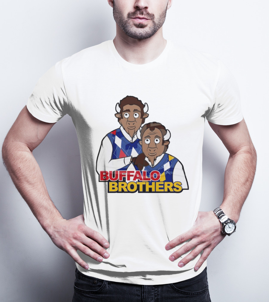 Buffalo Brothers Bison Characters Cartoon Duo T-Shirt