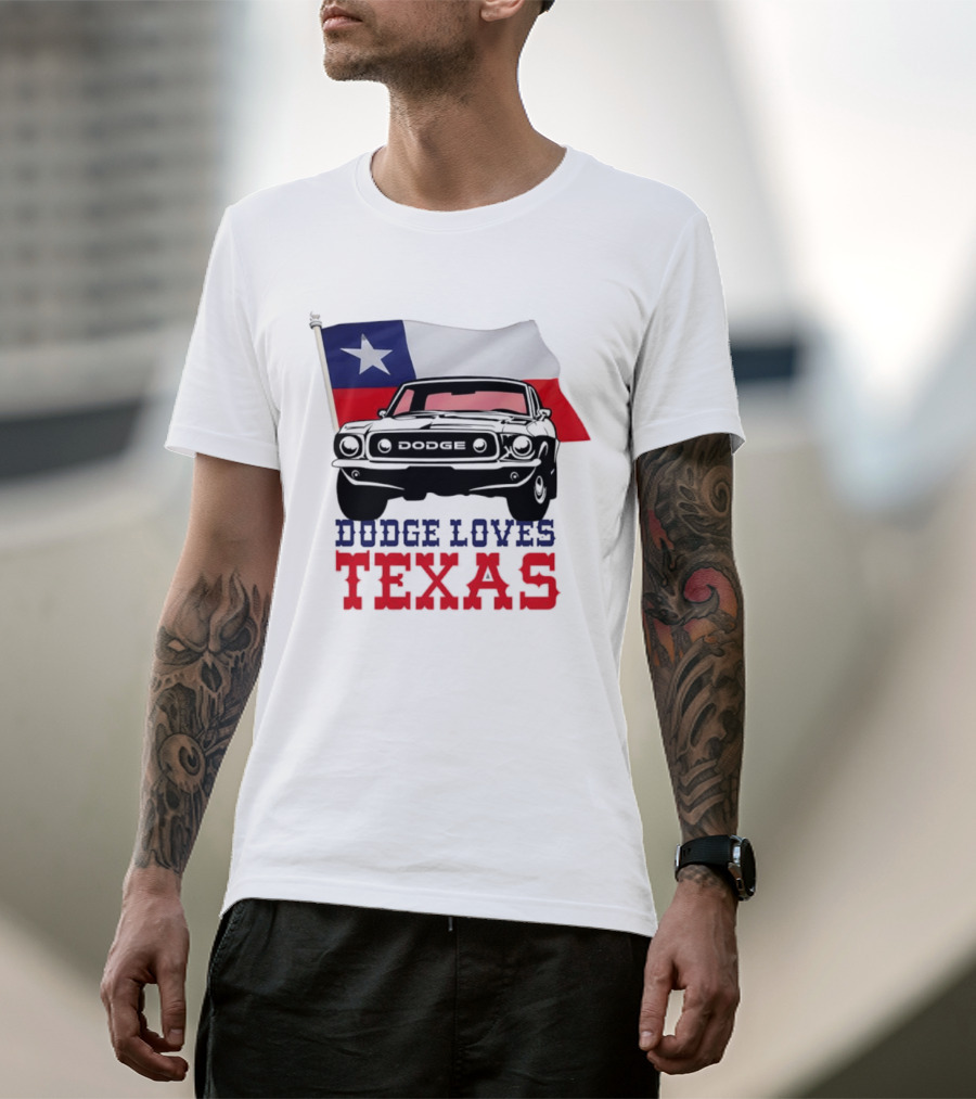 Dodge Loves Texas State Flag Mustang T-Shirt