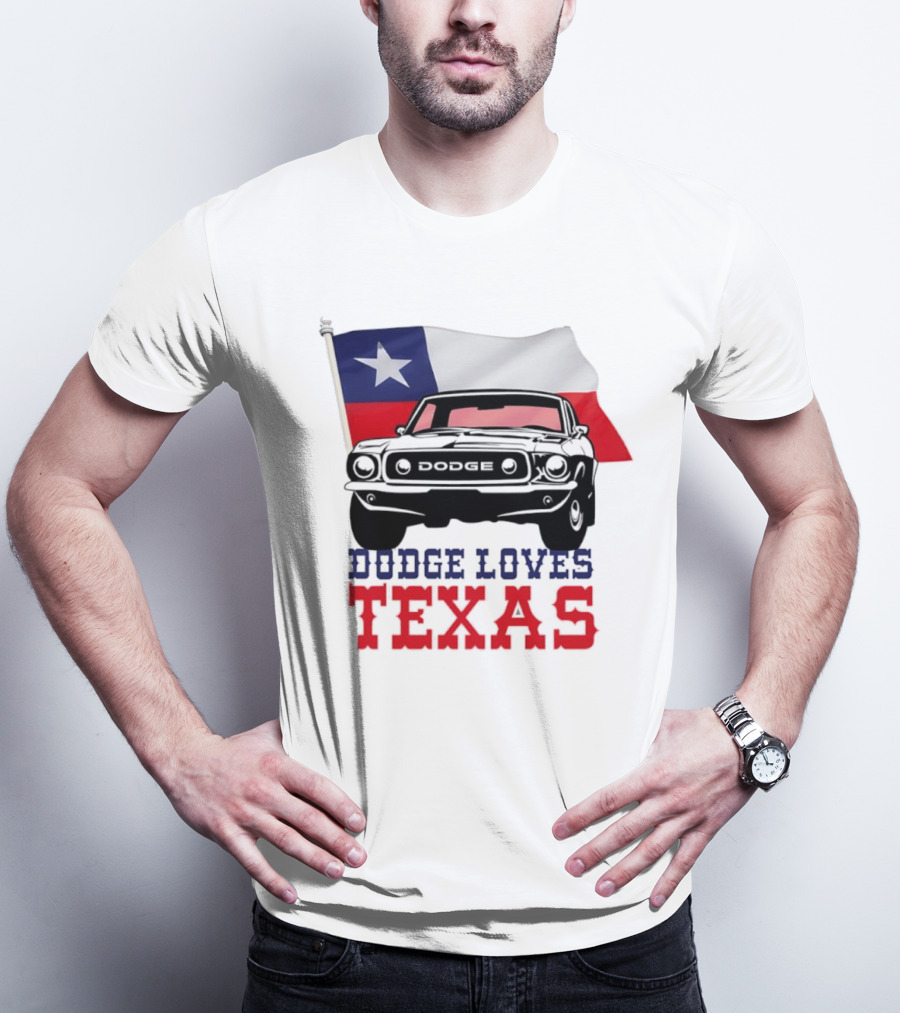Dodge Loves Texas State Flag Mustang T-Shirt