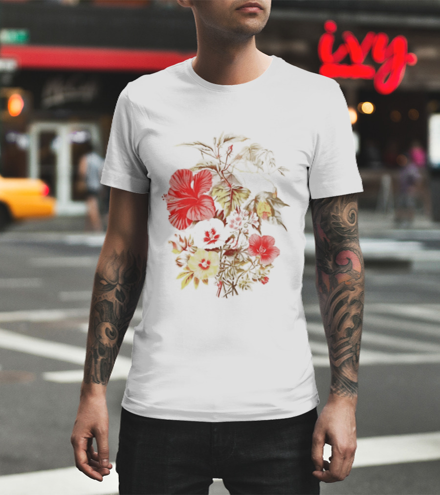 Hibiscus Mallow Cotton Floral Blossoms T-Shirt