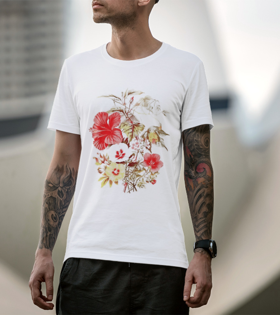 Hibiscus Mallow Cotton Floral Blossoms T-Shirt